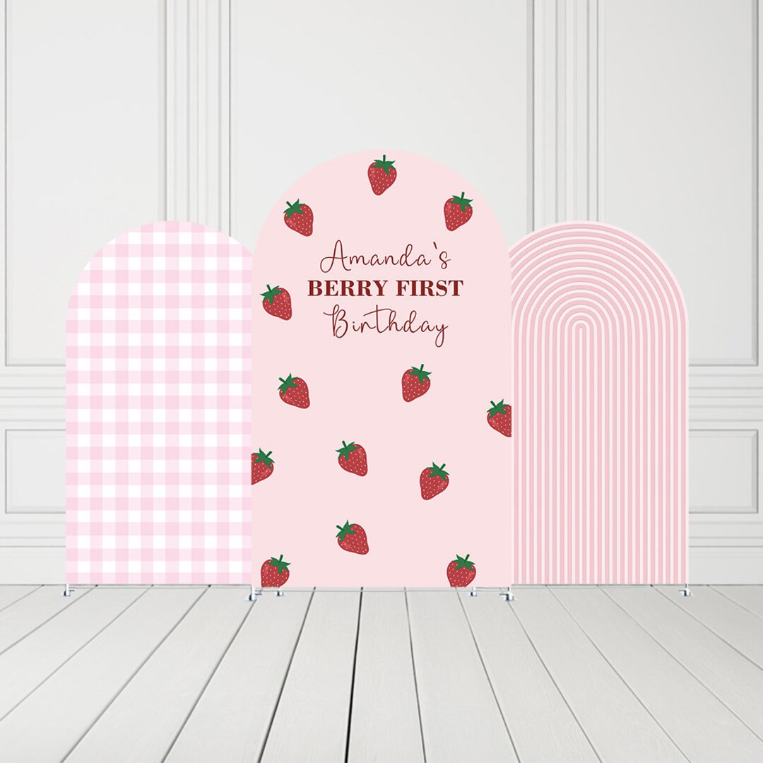 Customized Berry First Arch Backdrop Covers for Pink Strawberry ...