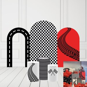 Arch Backdrop Covers for Racing Car Motorcycle Birthday Party Pedestal ...