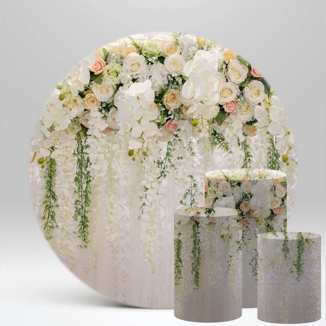 Wedding Flowers Floral Birthday Party Round Backdrop Cover Supplies ...