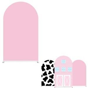 Arch Backdrop Covers,pink Cartoon Barn Farm Birthday Party Cows Pattern ...