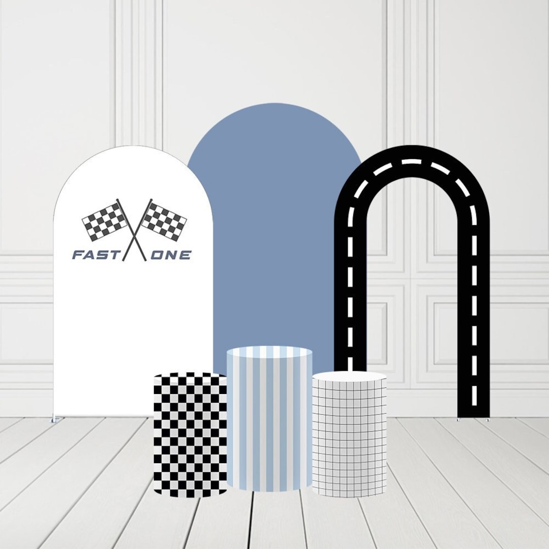 Arch Backdrop Covers,racing Car Track Boys Birthday Party Checkboard ...