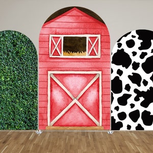 Arch Fabric Backdrop Covers,cows Barn Farm Theme Arched Stand Covers ...