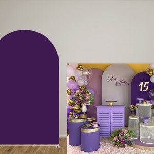 Double-sided Arch Fabric Backdrop Covers Purple Solid Color Arched ...