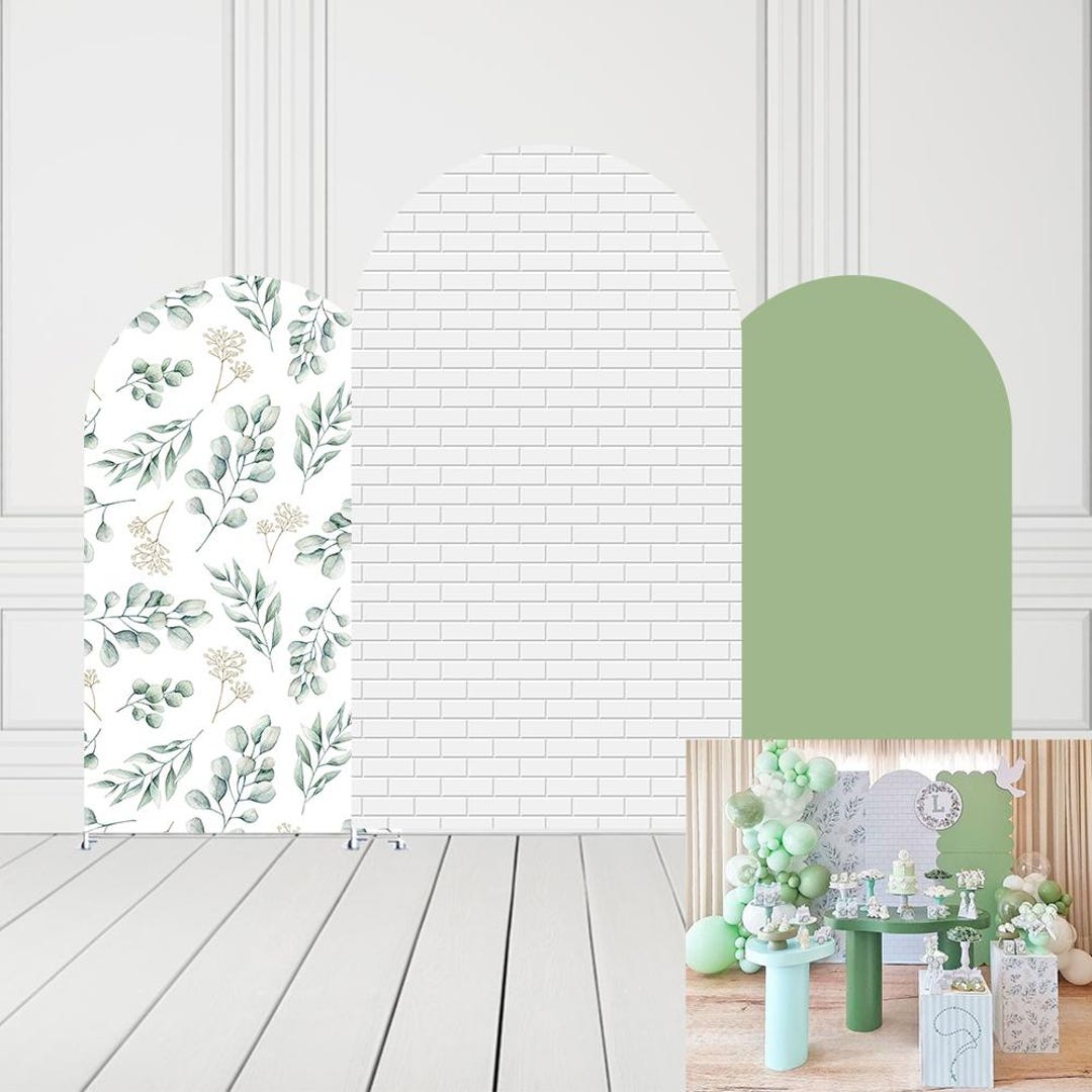 Sage Green Color Leaves Arch Backdrop Covers Birthday Party Arch ...