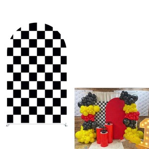 Plaids Checkered Arch Backdrop Stand Covers Racing Car Track Birthday ...