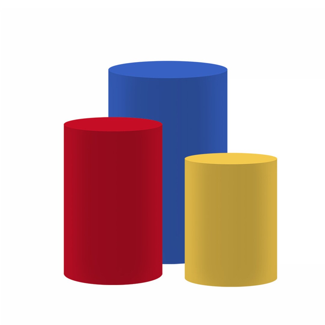 Cylinder Plinth Cover With Elastic Band,red Dark Blue Yellow Solid ...