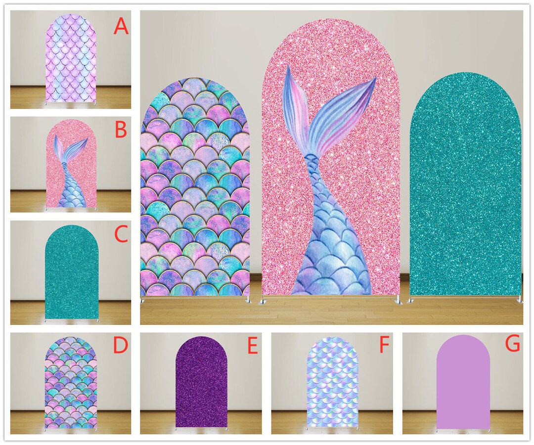 Arch Backdrop Covers Mermaid Glitter Scale Arched Stand Cover for ...