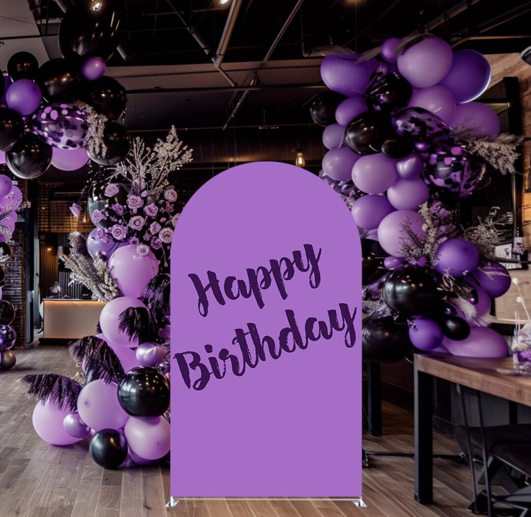 Purple Black Solid Color Arch Backdrop Stand Covers Purple Birthday ...