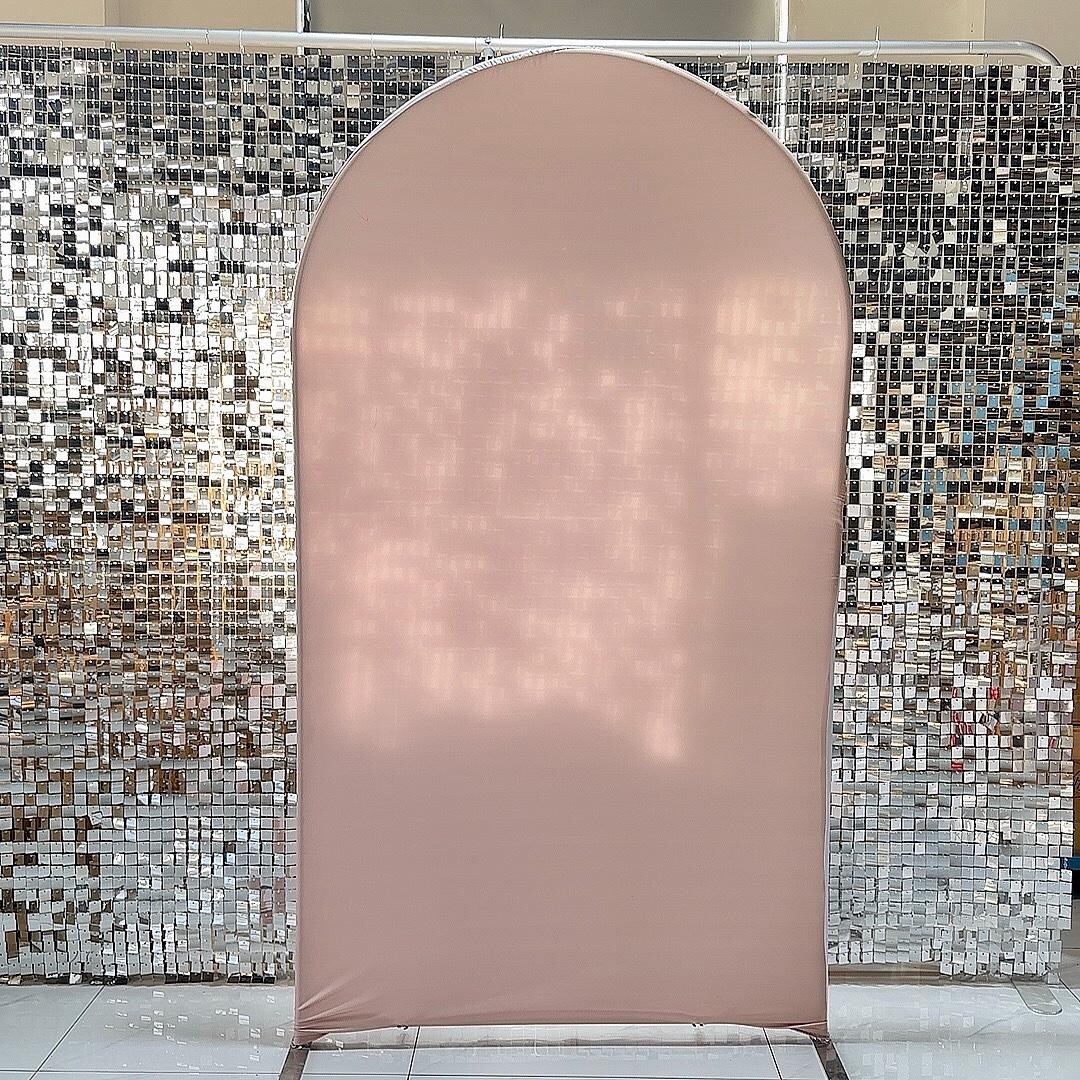 Double-sided Arch Fabric Backdrop Covers White Beige Solid Color Arched ...