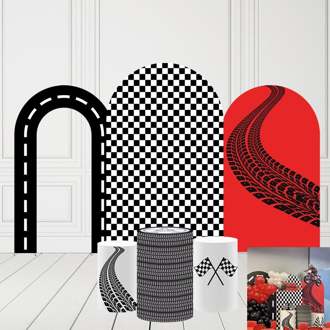 Arch Backdrop Covers for Racing Car Motorcycle Birthday Party Pedestal ...