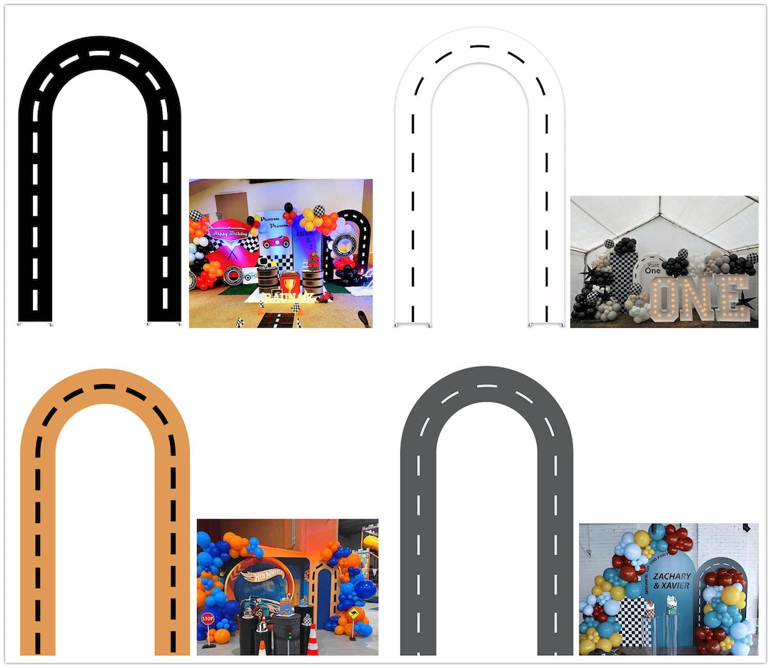 Open Arch Fabric Covers, Racing Car Asphalt Road Open Arched Wall Frame ...
