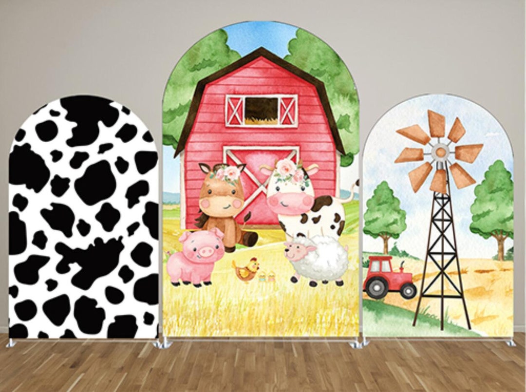 Arch Fabric Backdrop Covers,cartoon Barn Farm Birthday Party Supplies ...