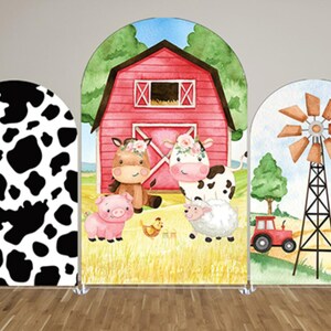 Arch Fabric Backdrop Covers,cartoon Barn Farm Birthday Party Supplies ...