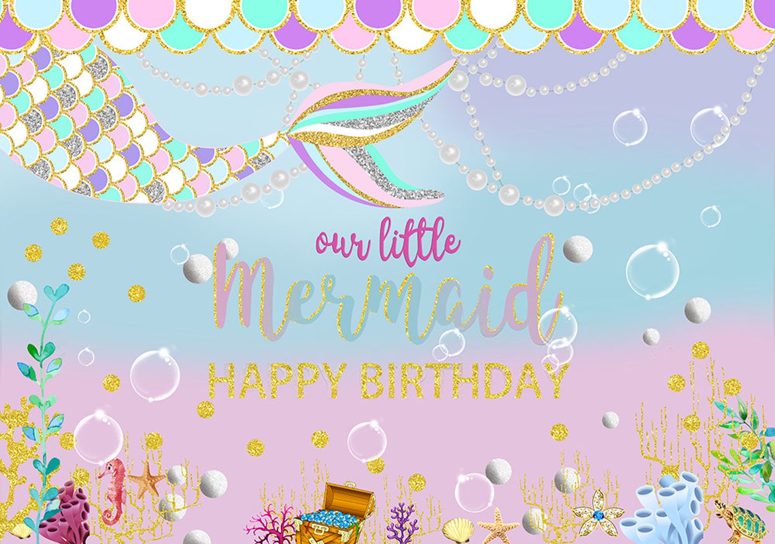 Mermaid under the sea seabed Photography Background Children | Etsy