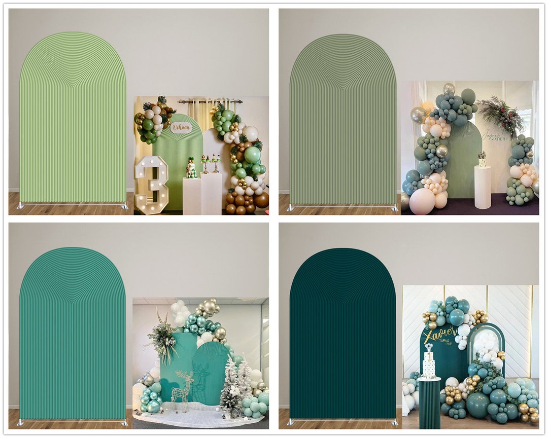 Double-sided Arch Fabric Backdrop Covers Green Ripples Arched Panel ...