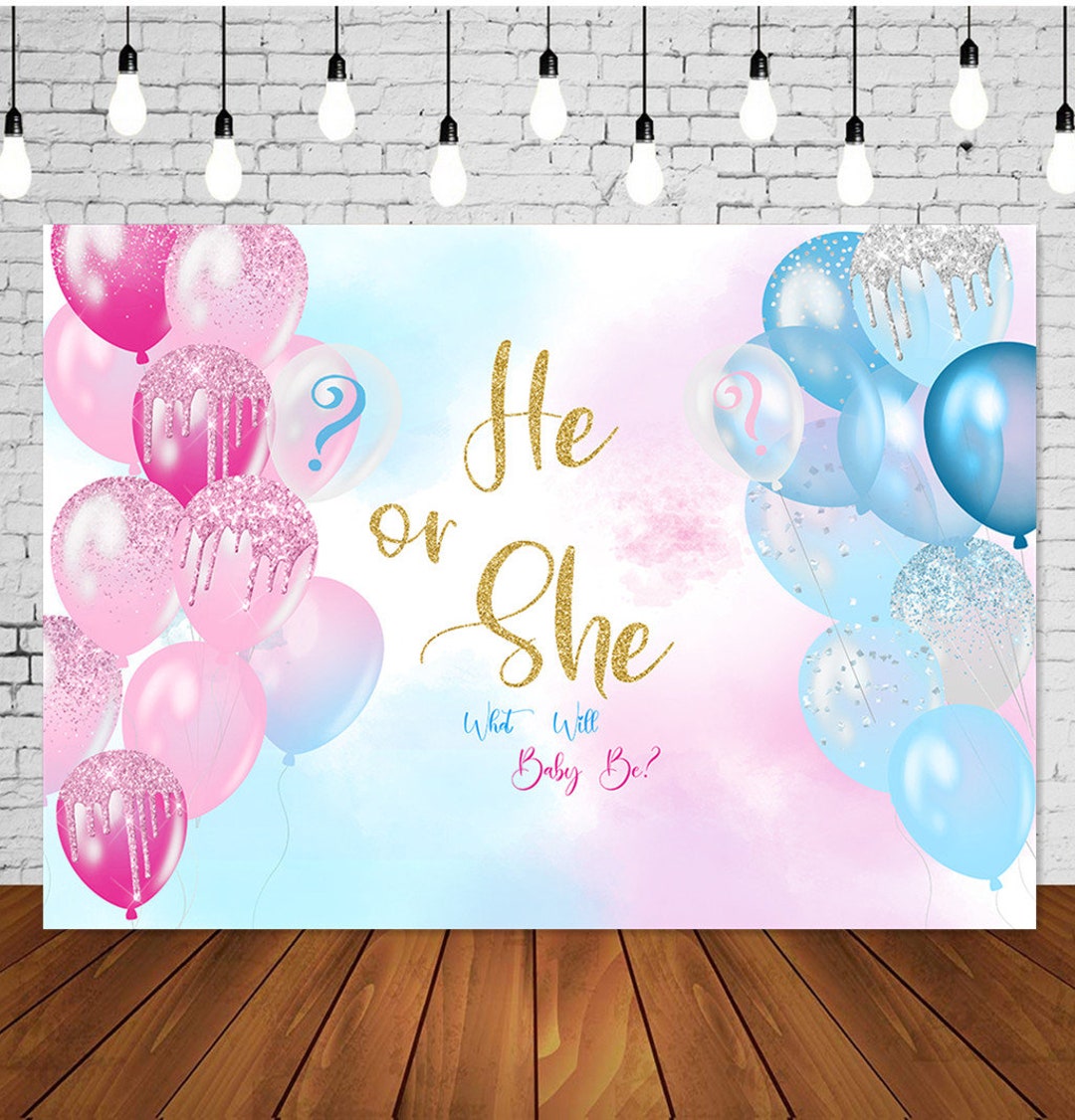 Gender Reveal Backdrop Boy or Girl Gender Surprise Party Photography ...