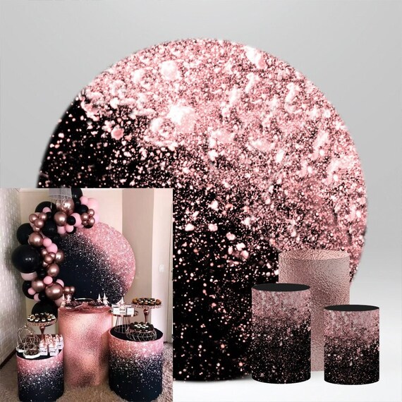 Pink Glitter Sparkle Birthday Party Round Backdrop Pedestal - Etsy