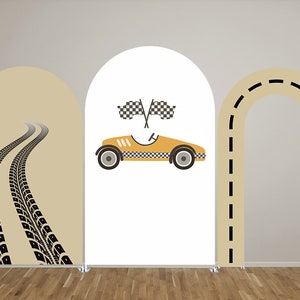Arch Backdrop Covers,racing Car Track Boys Birthday Party Checkboard ...