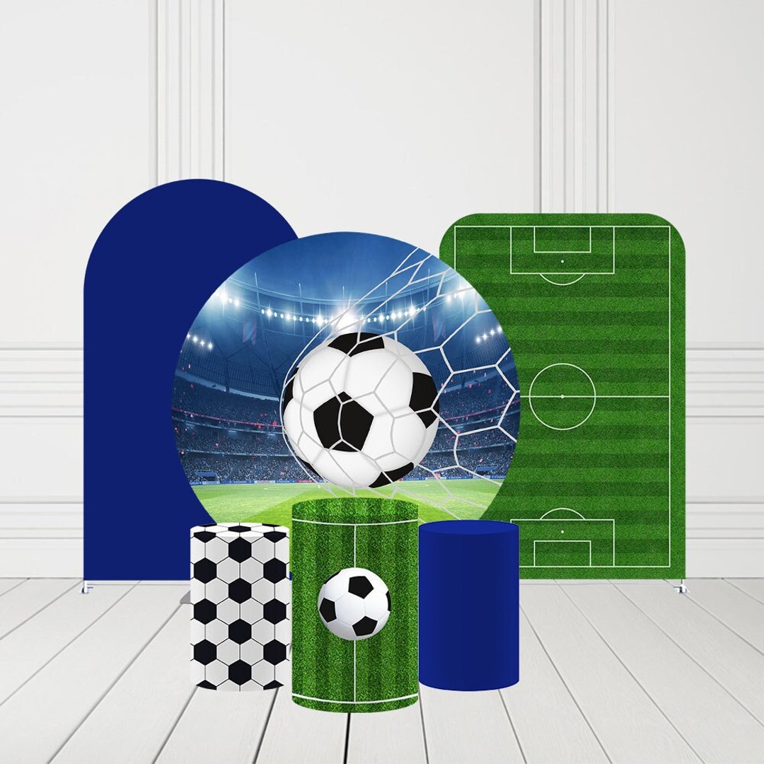 Round Backdrop Cover,football Sport Boys Birthday Party Soccer Stadium ...