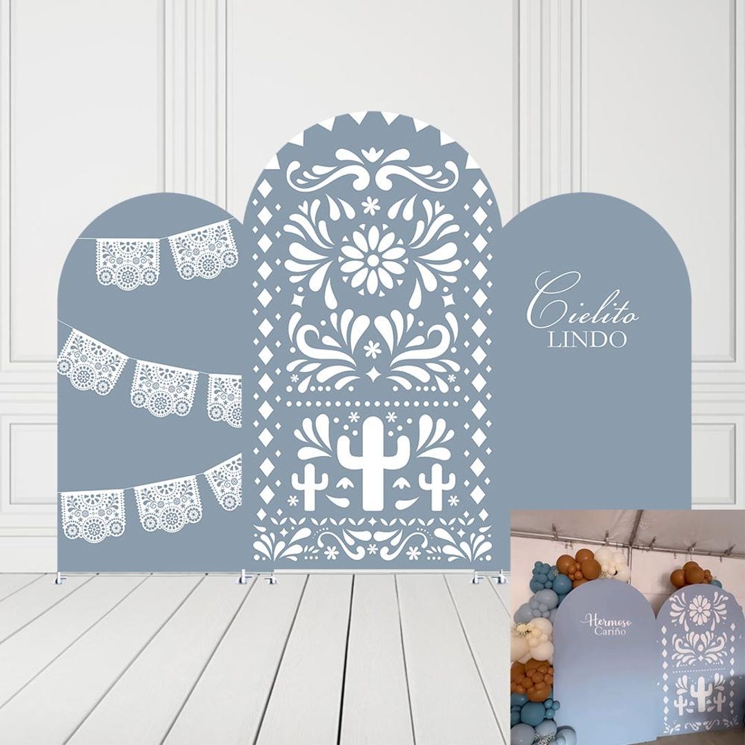 Dusty Blue Cielito Lindo Arch Backdrop Stand Covers Mexican Theme ...