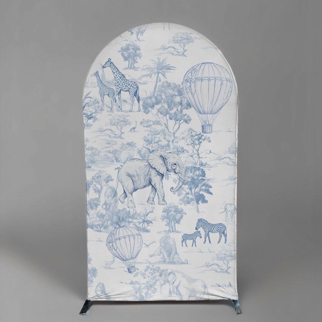 Toile De Jouy Safari Arch Backdrop Cover Jungle Adventure Spandex Cover for Baby Shower Travel ...