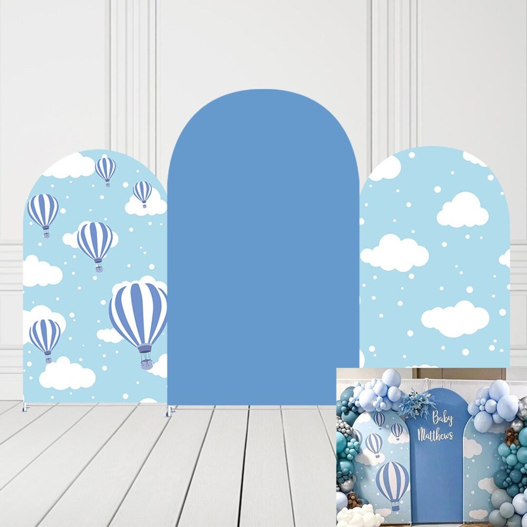 Arch Backdrop Covers Hot Air Balloon Clouds Birthday Party Arched Stand ...