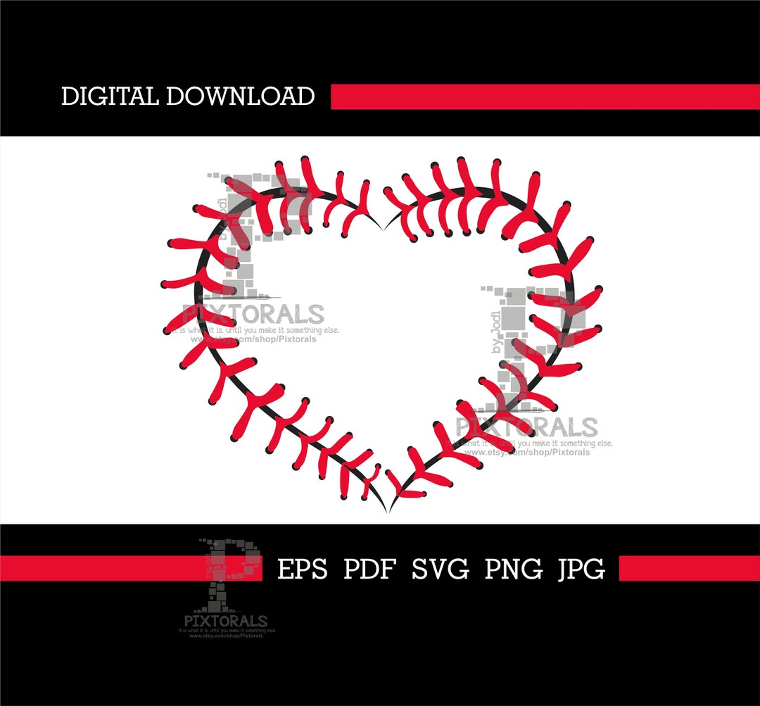 Baseball Heart Laces Design, Digital Download, Baseball Clipart ...