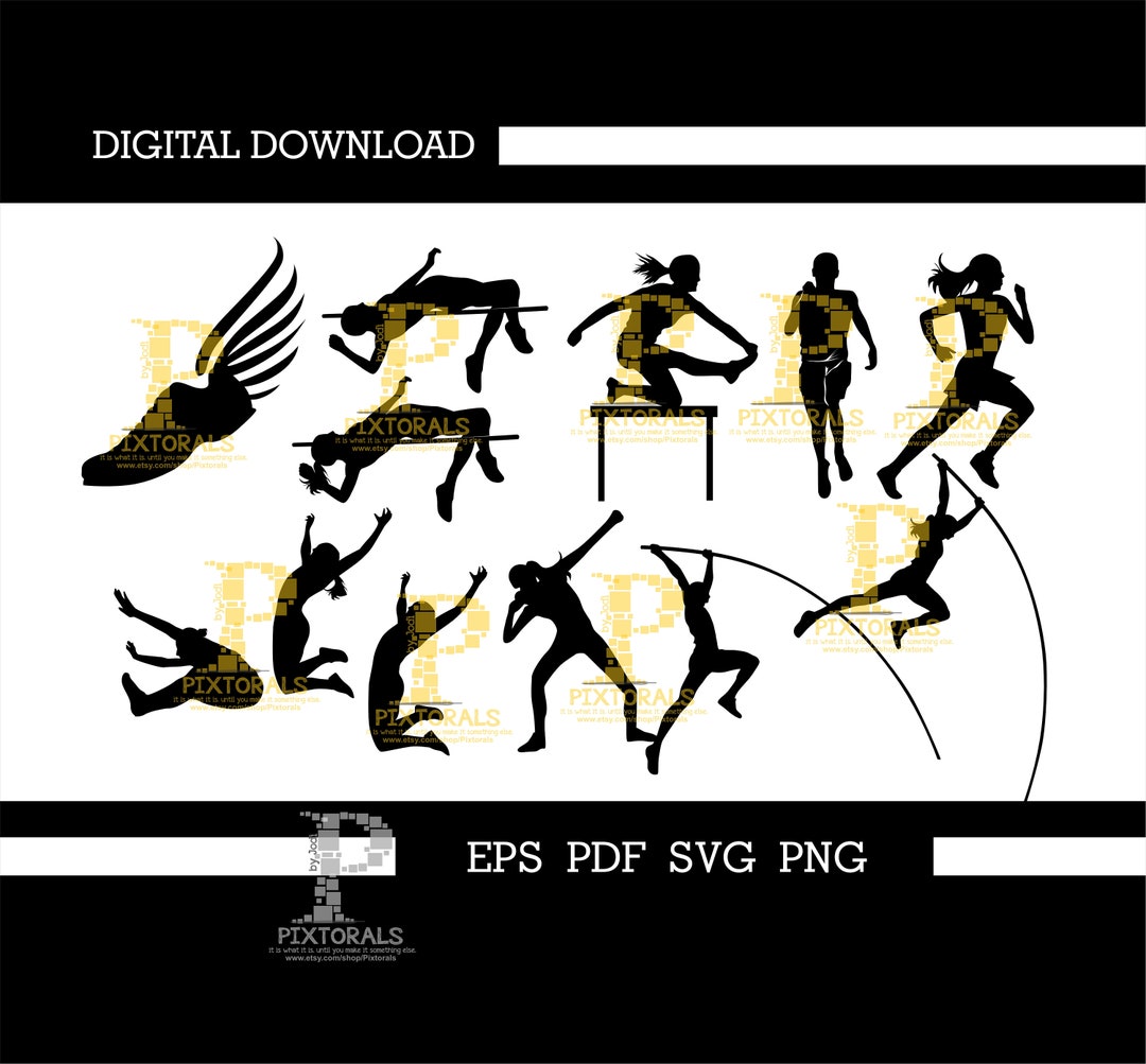 Track and Field, Silhouettes, Digital Download, Eps, Pdf, Svg, Png ...