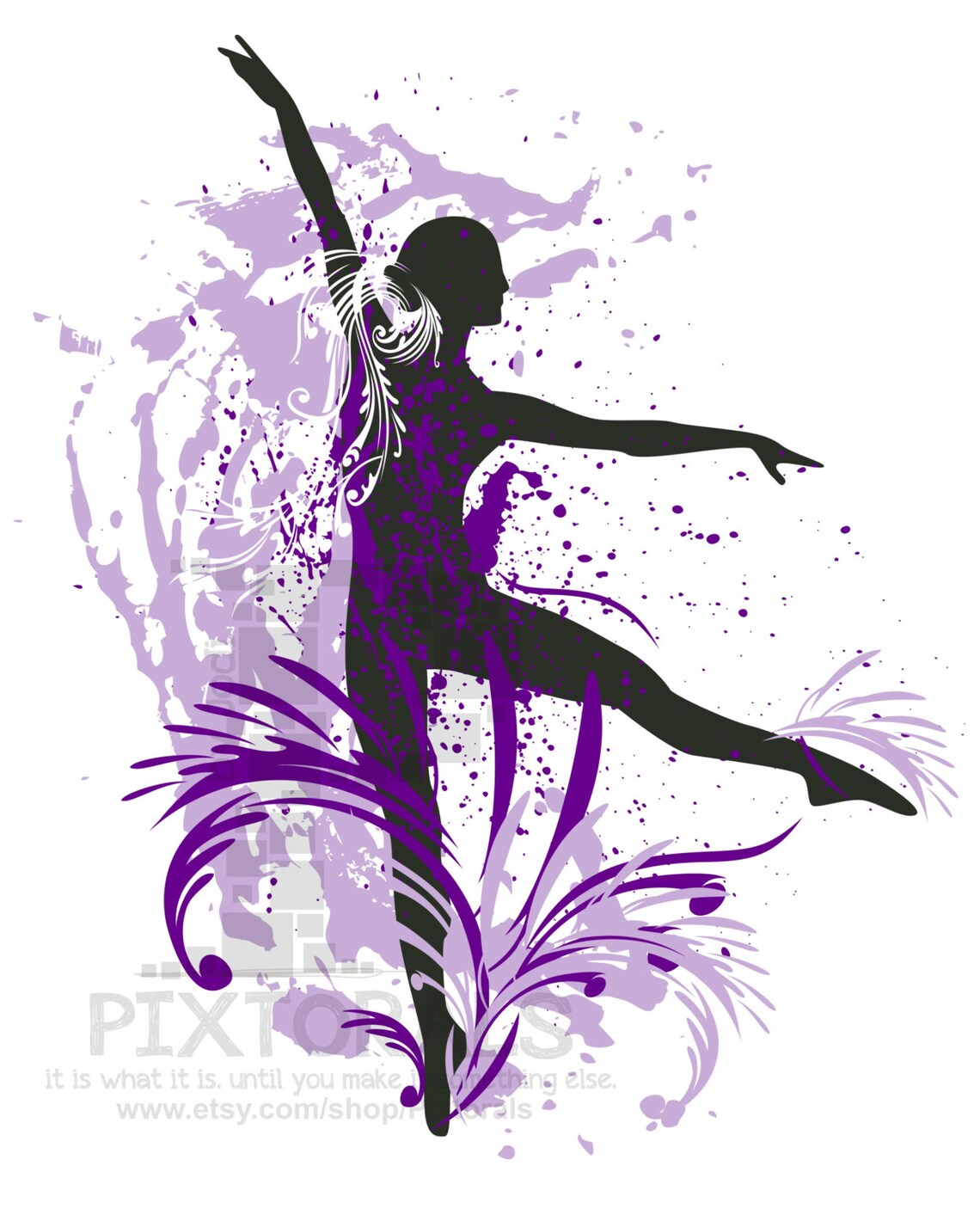 Ballet Dancer Splashed in Purple Color EPS File Vector and - Etsy