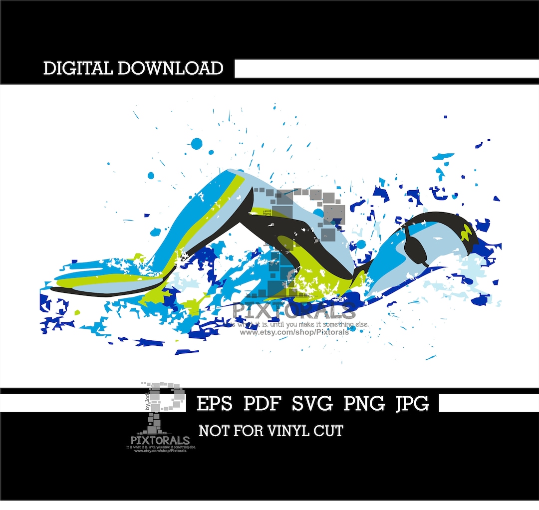 Swimmer, Freestyle Stroke, Vector, Digital Download, Eps, Pdf, Svg, Jpg ...