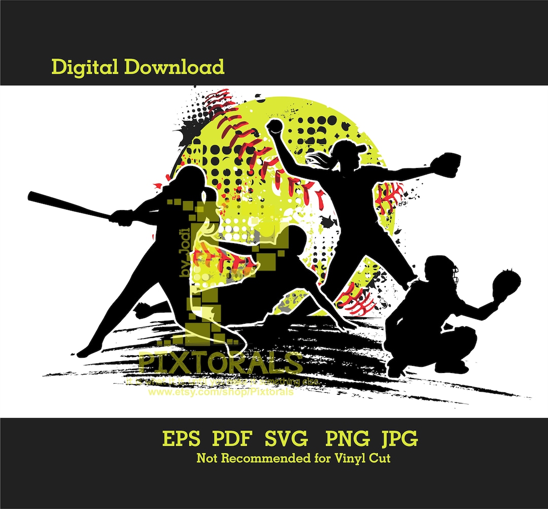 Softball Players Design, Softball Clipart, Softball Vector, Digital ...