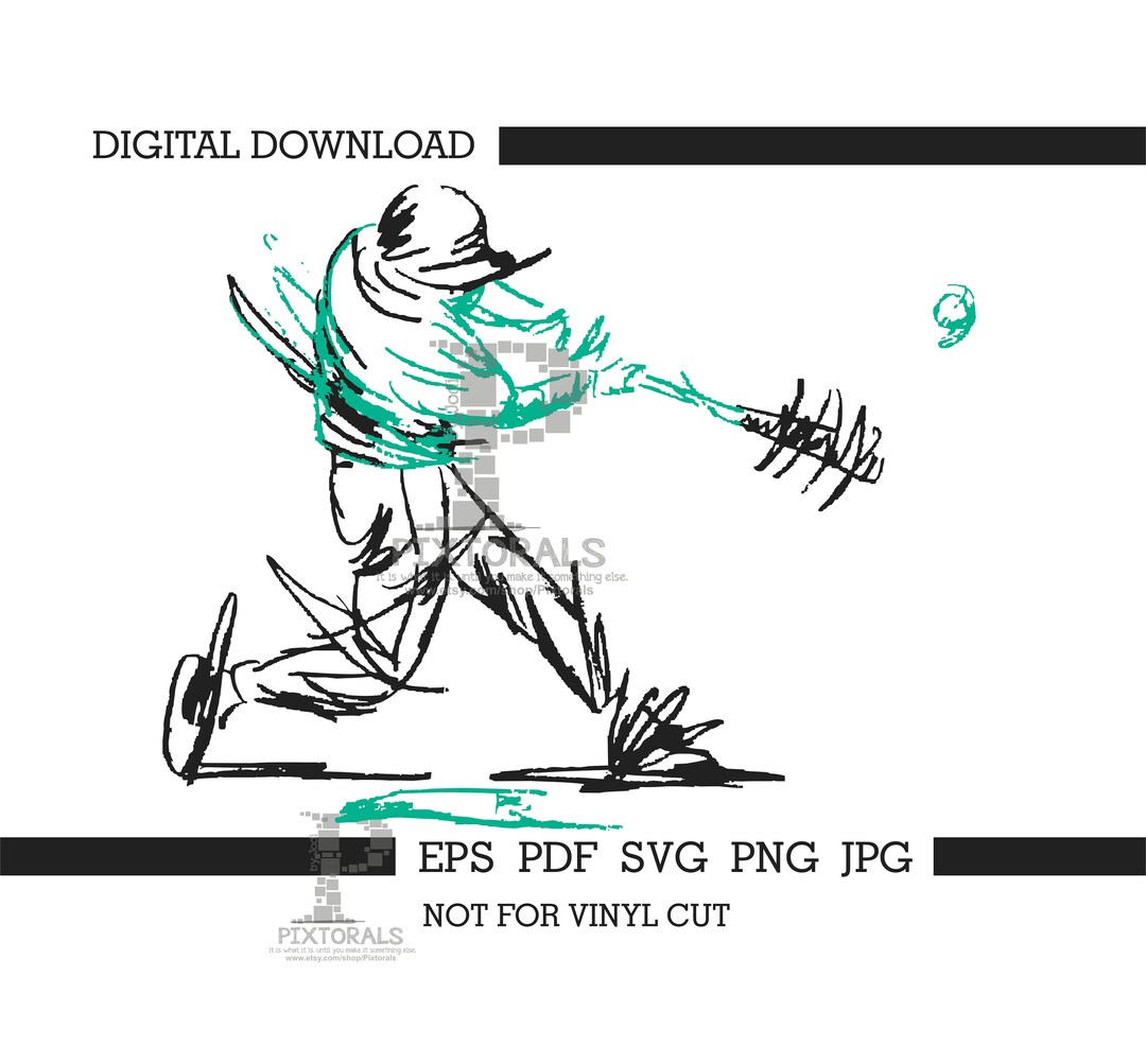 Baseball Batter Sketch Clip Art, Digital Download, Vector, Png, Eps ...
