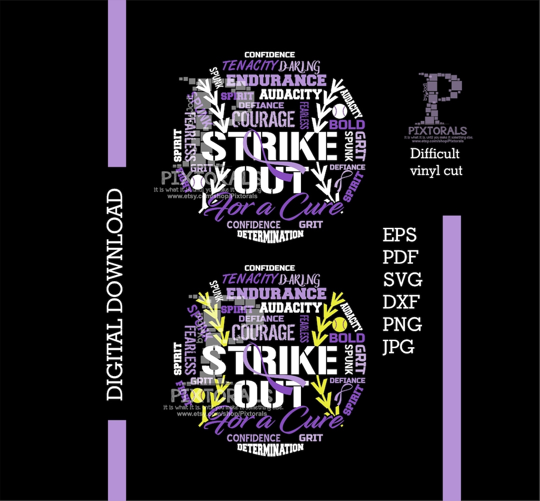 Baseball Softball Strike Out Cancer Design, Baseball Cancer Vector, Eps ...