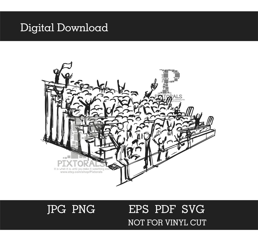 Gym Bleachers Vector Sketch, Digital Download, PNG, JPG, EPS, Pdf, Svg ...