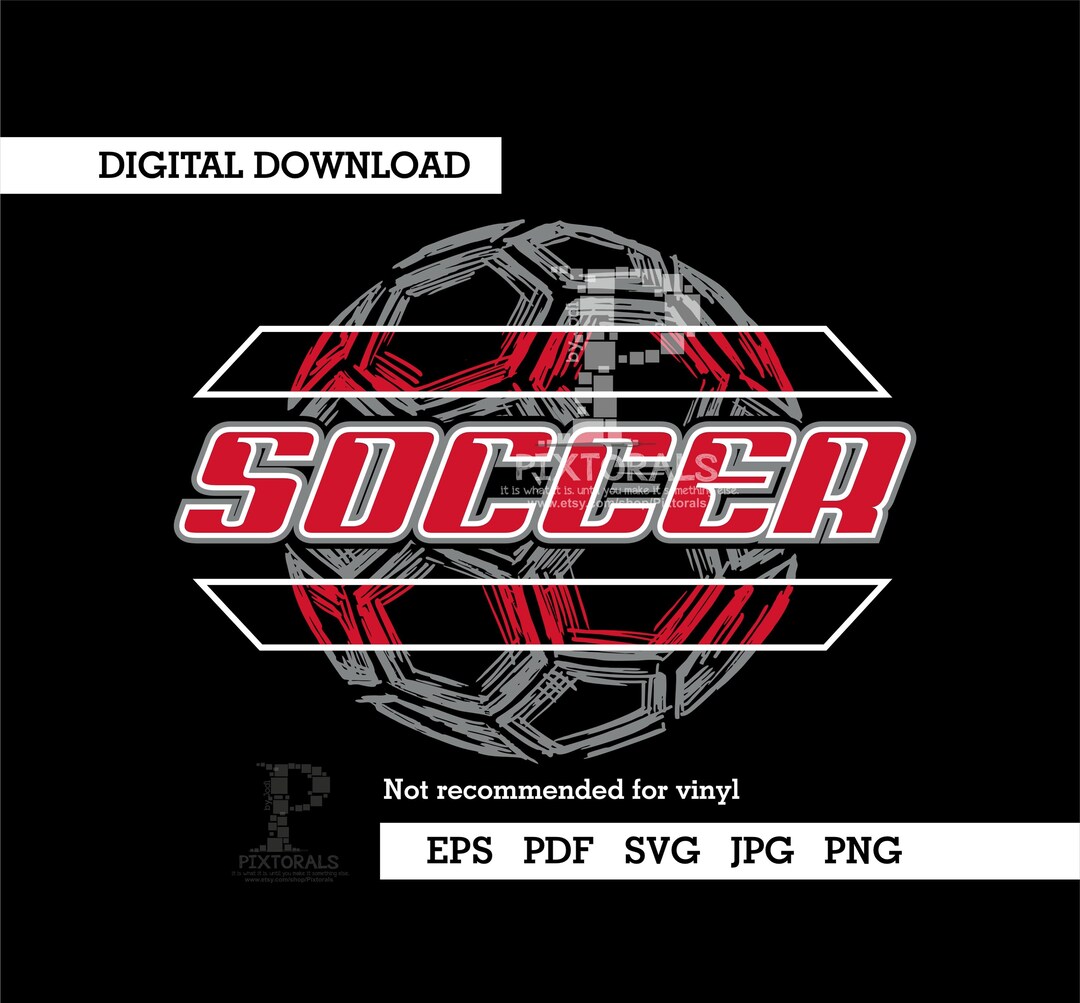 Soccer Tee Design in Red With Sketched Ball Digital Download, Vector ...
