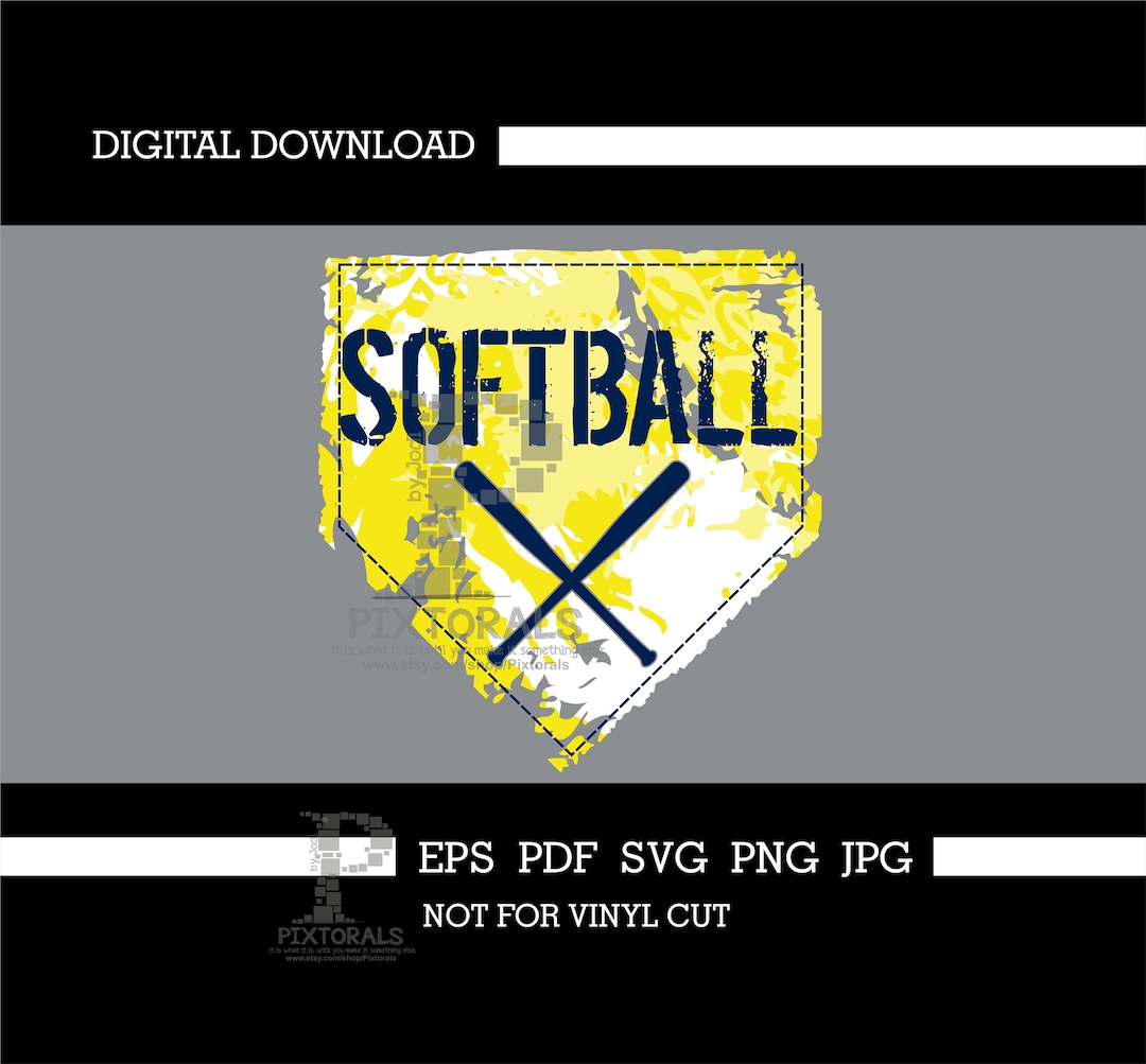Softball Plate Tee Design, Softball Digital Download, Softball Vector ...