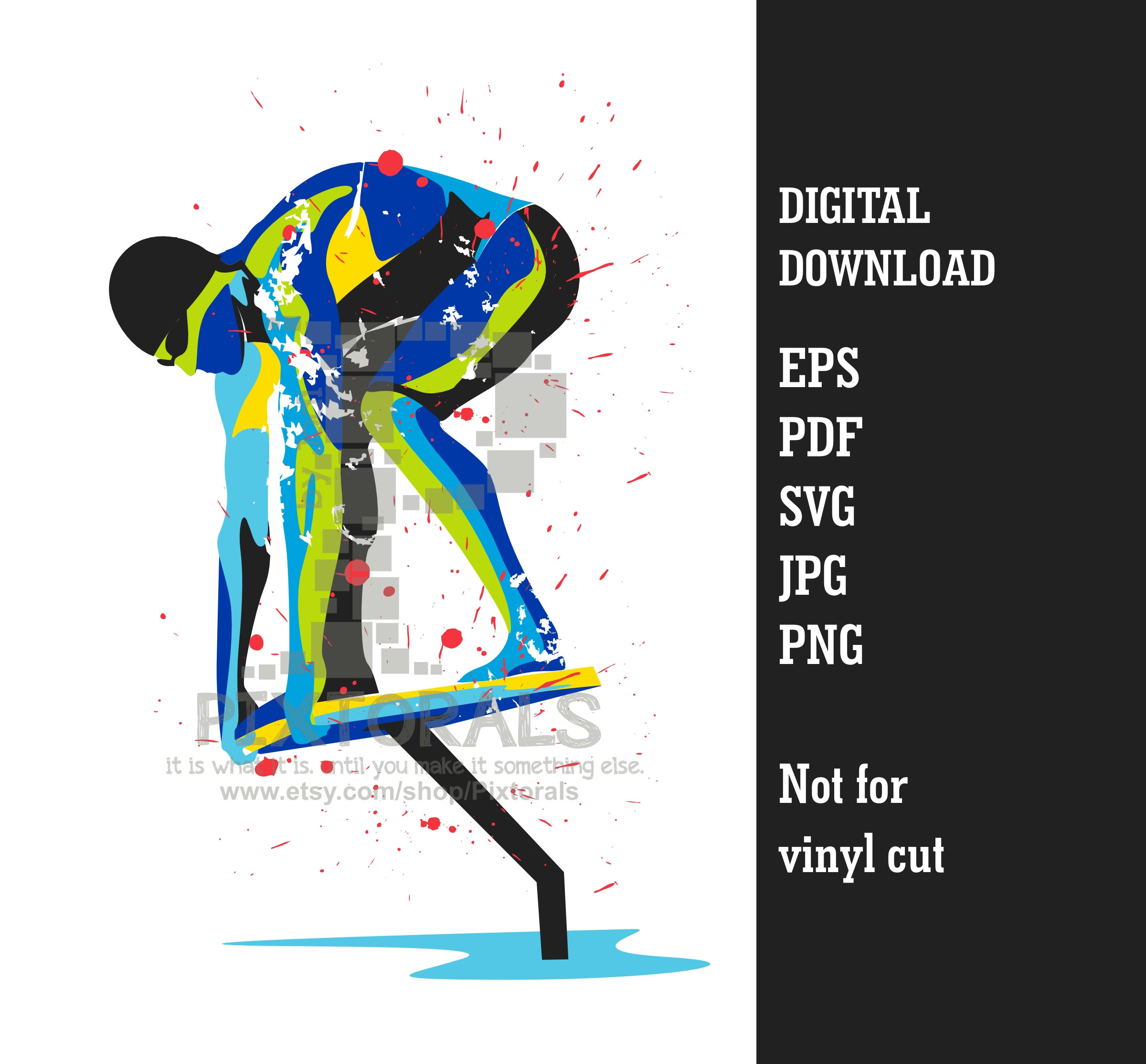 Swimmer Silhouette Block