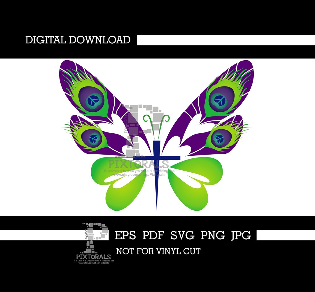 Butterfly Cross, Digital Download, Clipart, Design, Faith, Vector, Eps ...