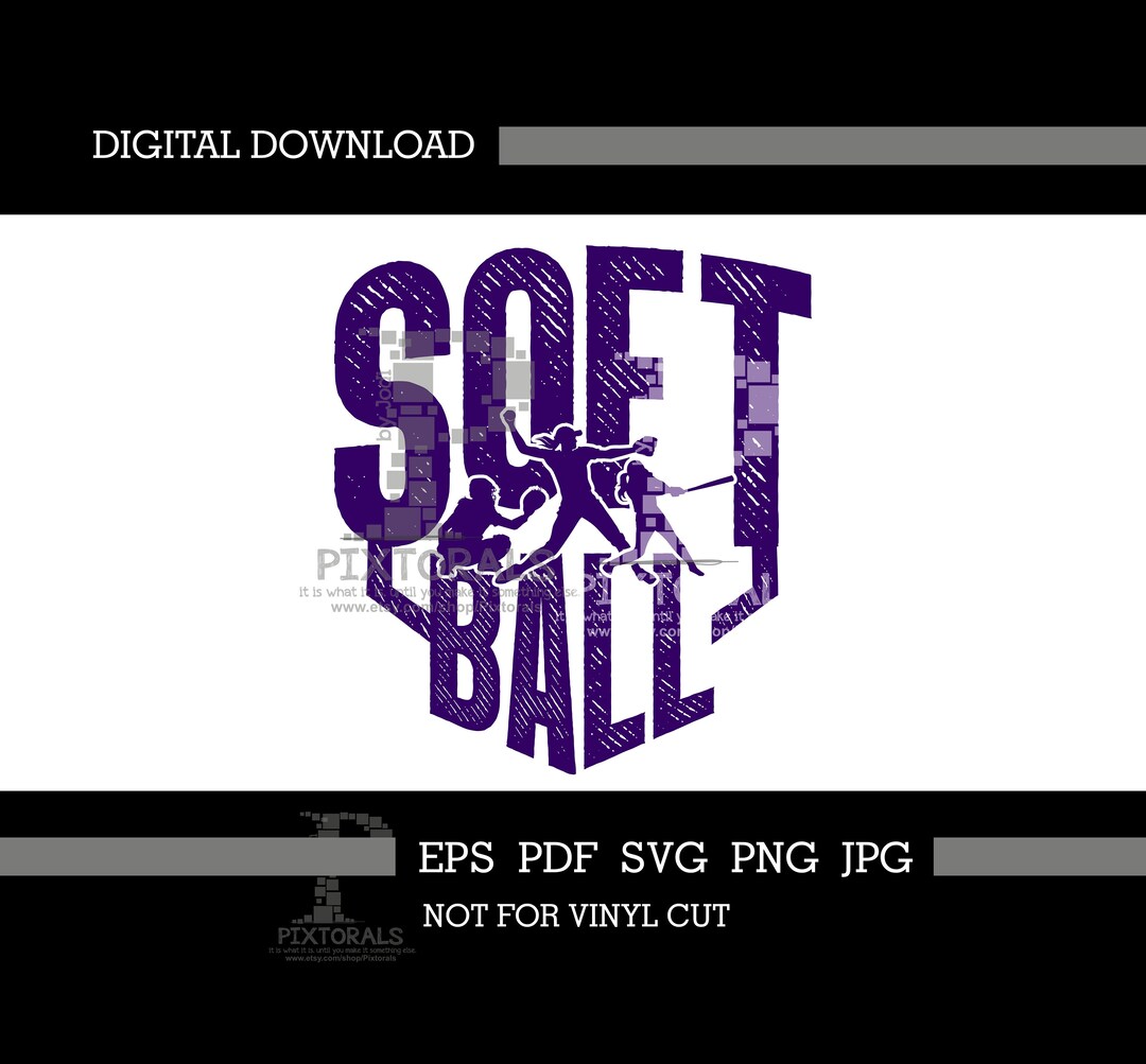 Softball Player Tee Design, Softball Digital Download, Softball Clipart ...