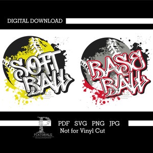 Baseball and Softball Graffiti Design, Digital Download, Vector, Pdf ...