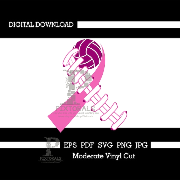 Volleyball With Cancer Ribbon Svg - Etsy