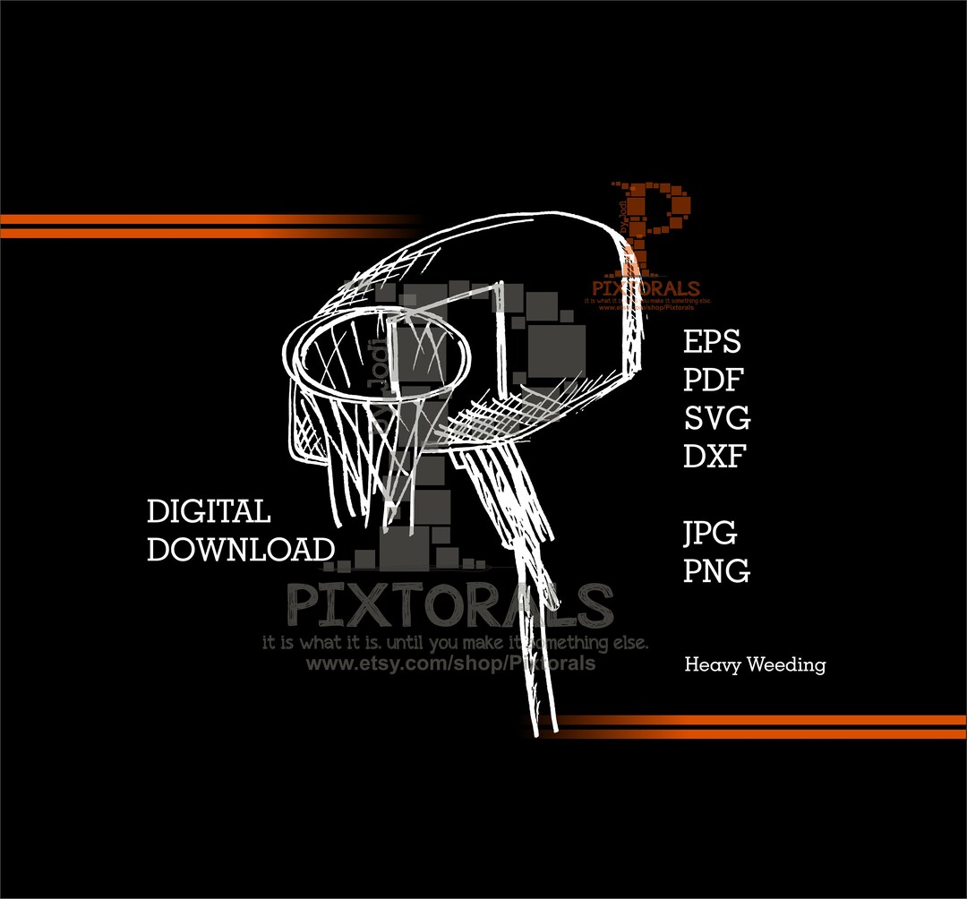 Basketball Hoop Sketch, Basketball Vector, Digital Download, Png, Jpg ...