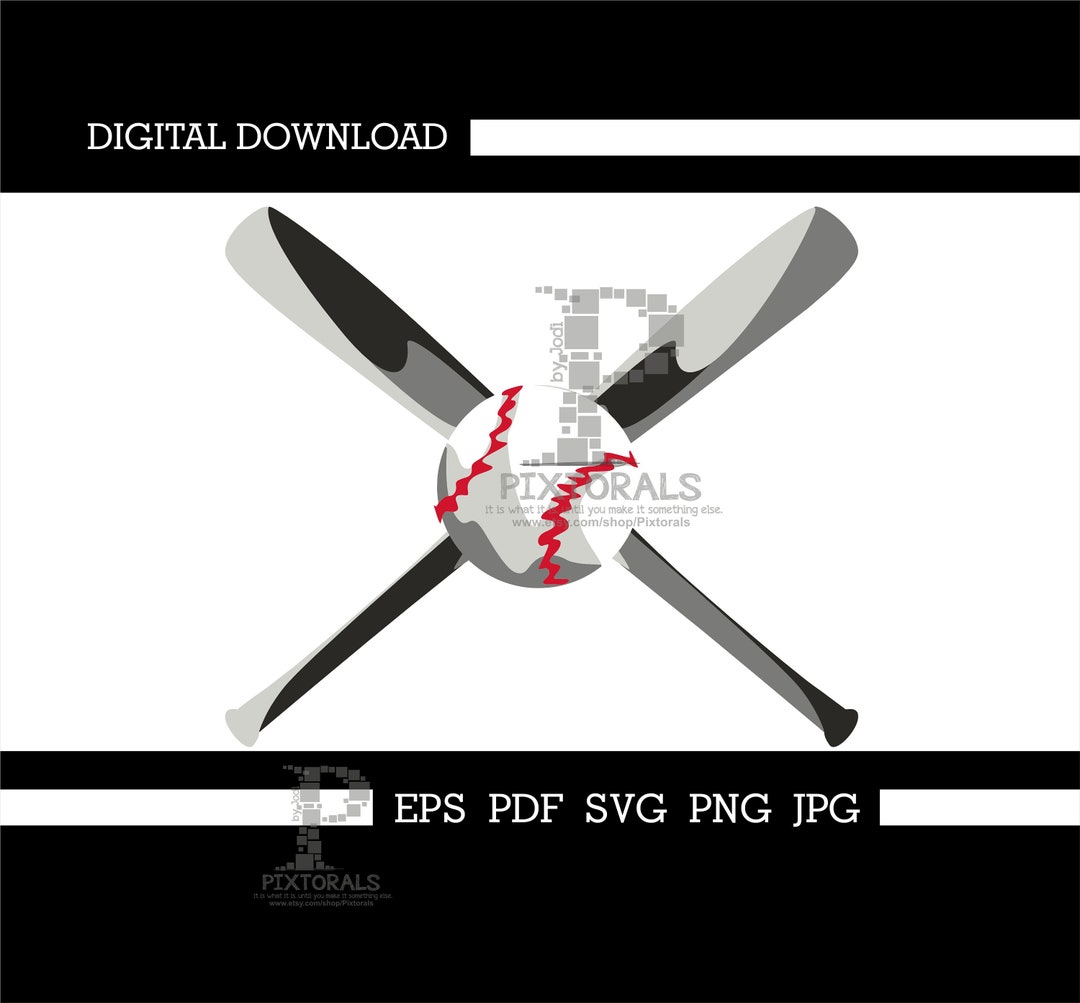 Baseball Cross Bats, Digital Download, EPS, PDF, SVG, Jpg, Png, Vector ...