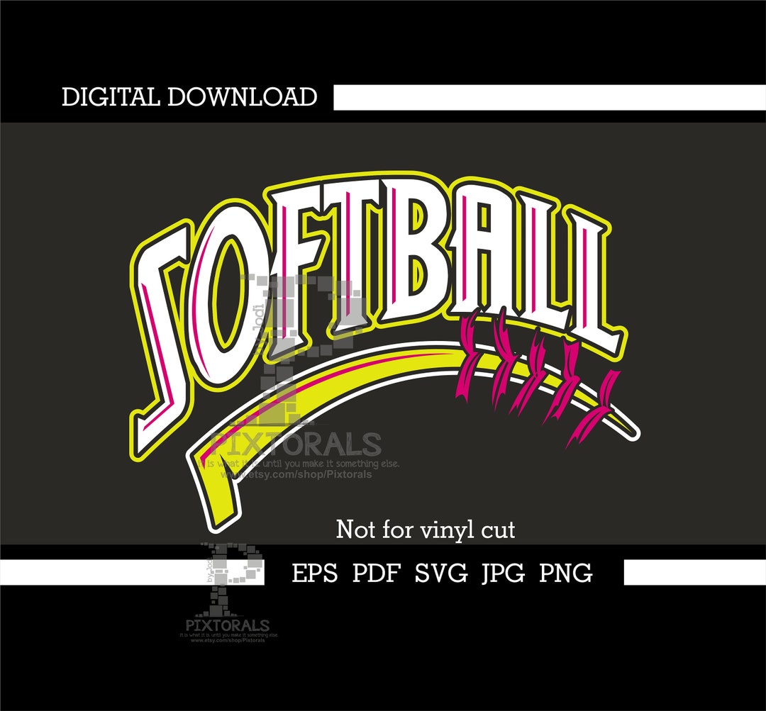 Softball Tee Design, Softball Digital Download, Softball Vector ...
