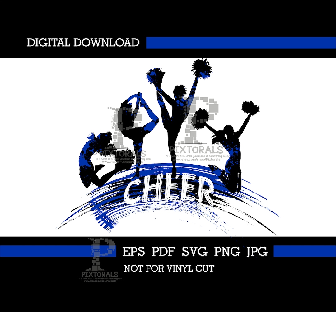 Cheer Blue Splash T-shirt Design, Cheerleader Vector, Cheerleader SVG ...