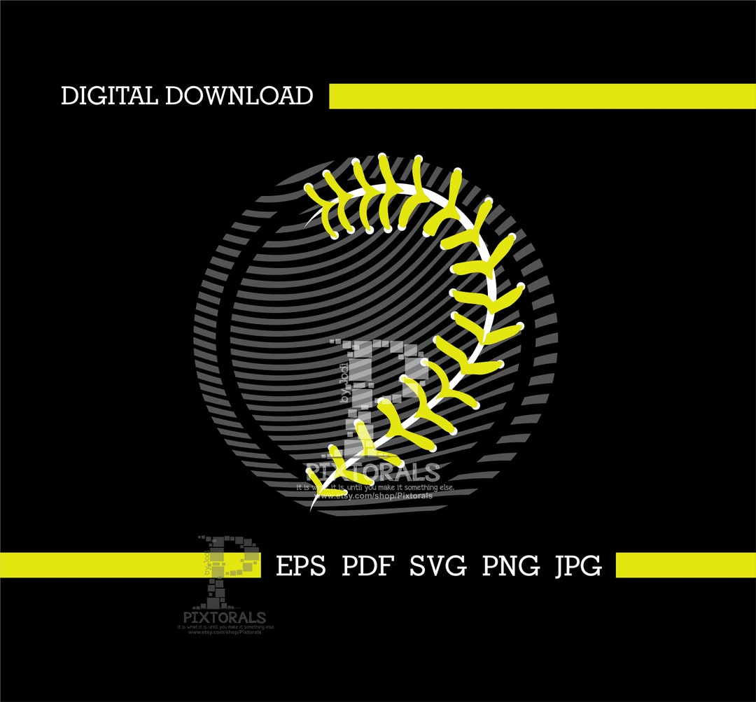 Softball Design, Softball Digital Download, Softball Ball Clipart, Eps ...