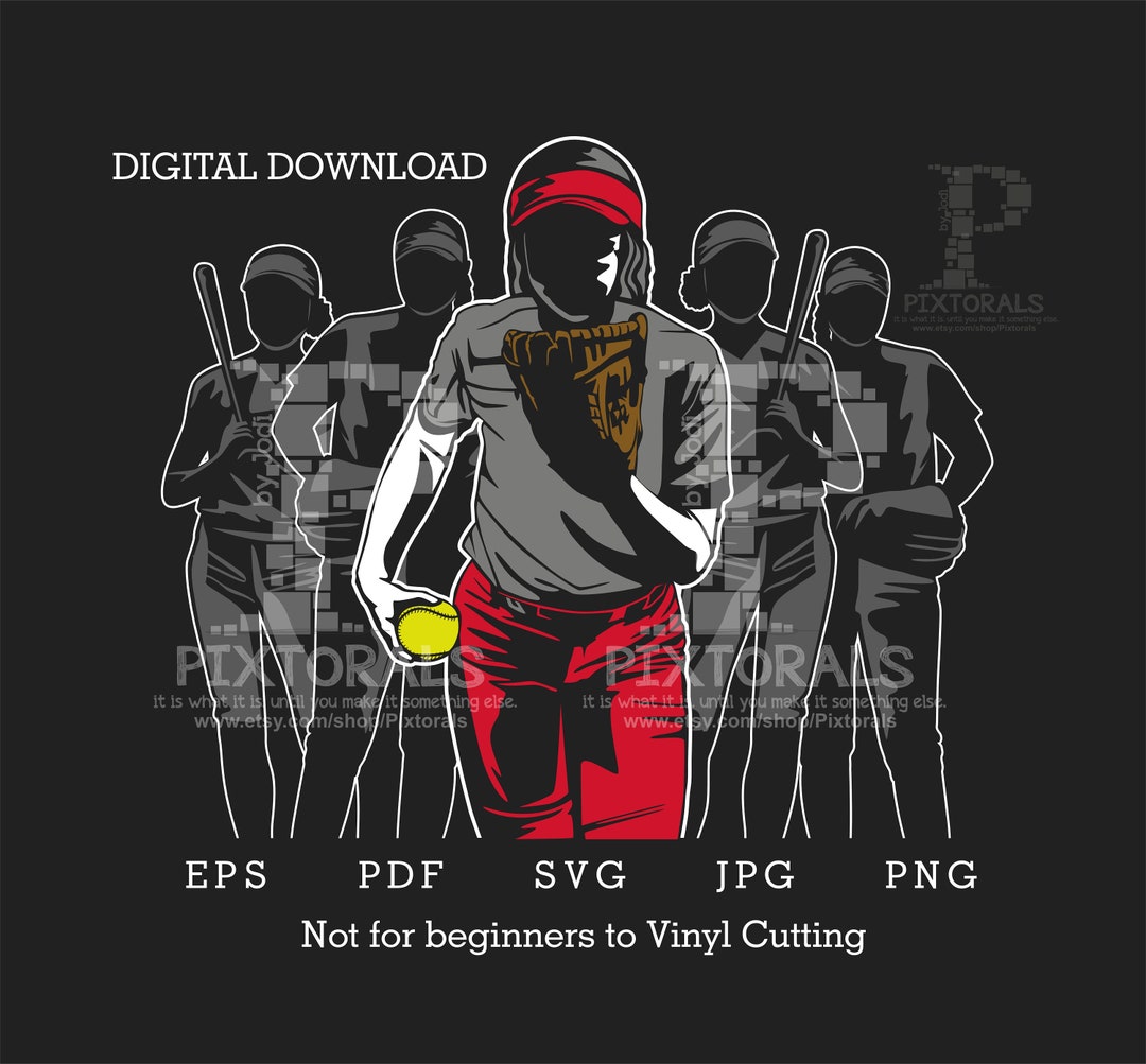 Softball Player Set Digital Download, PNG, JPG high Res and EPS, Pdf ...