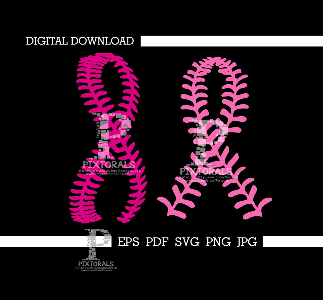 Breast Cancer Ribbon Baseball Design, Breast Cancer Vector, Breast ...