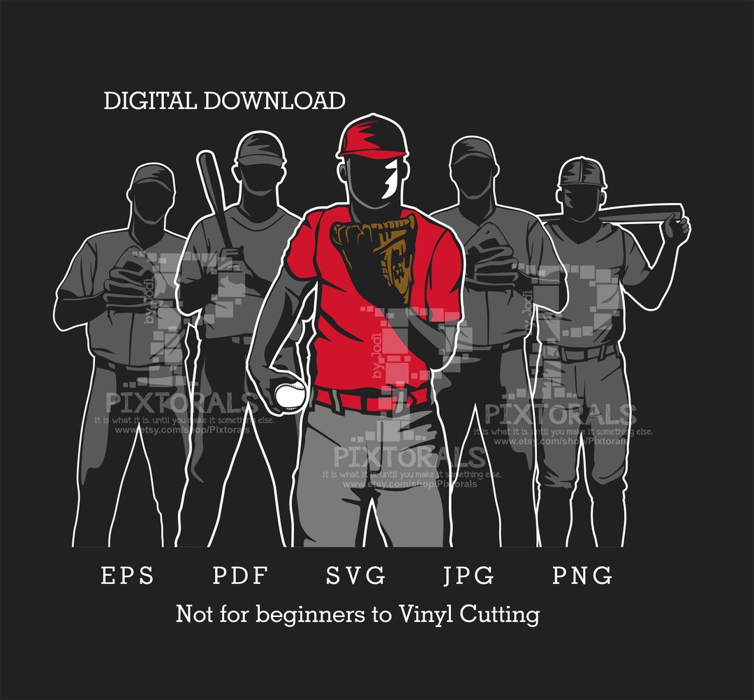 Baseball Player Tee Design, Digital Download, Baseball Vector, Baseball ...