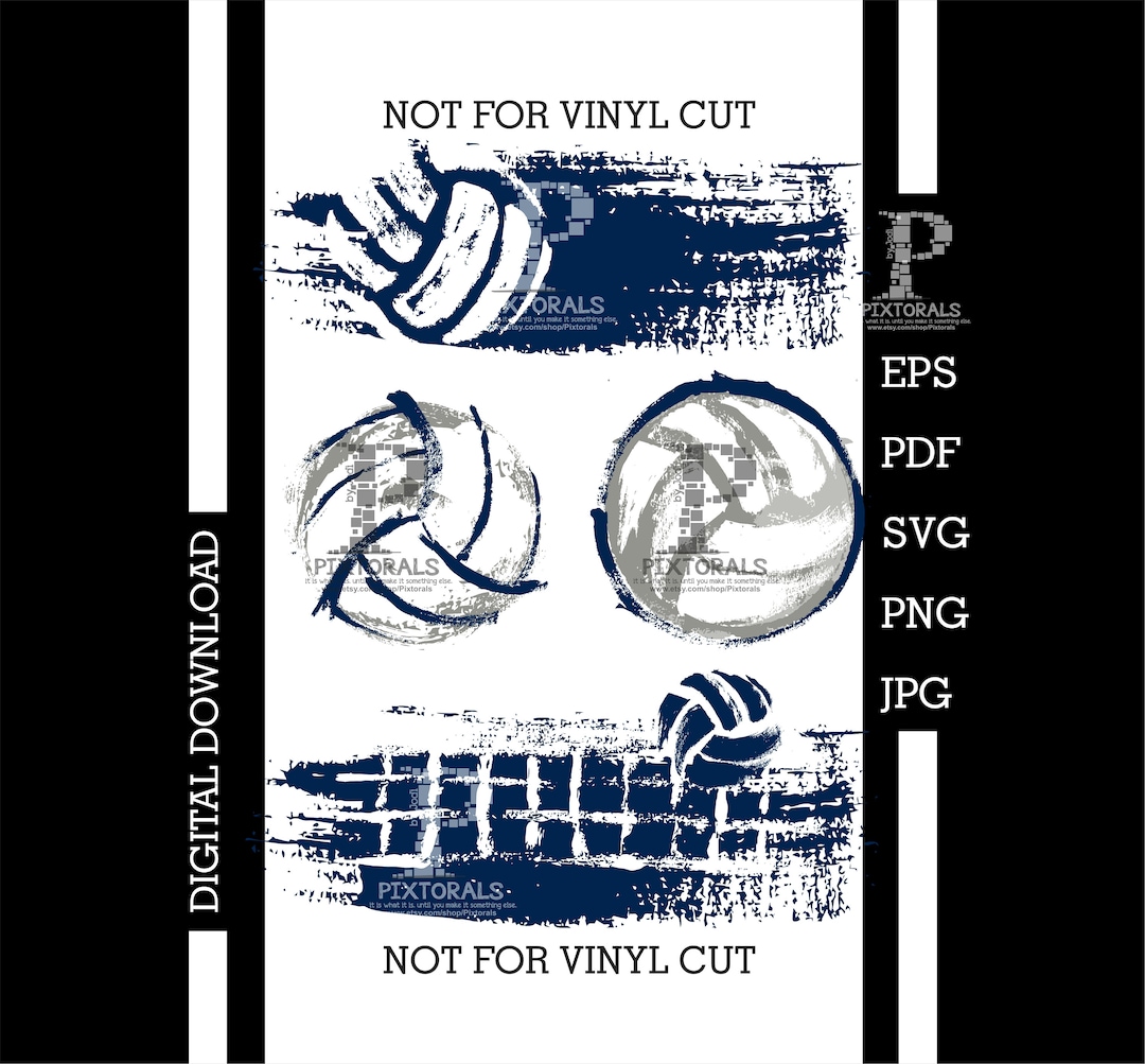 Volleyball Set, Brushed Style, Digital Download, Eps, Pdf, Svg, Jpg ...